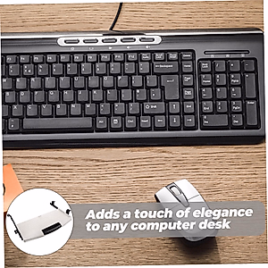 Housoutil Abs Plastic Keyboard Tray Keyboard Guide Rail Computer Desk Accessory Side Mount Keyboard Storage