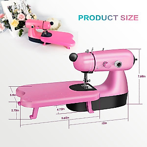 Sewing Machines Mini, portable Sewing Machine，sewing machine child's，kit easy hand held sewing machine manual sewing machine leather jeans plastic Upgraded Electric Sewing Machine with Sewing Bag, Expansion Board, LED Light (Pink)