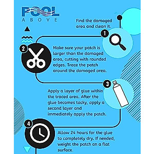 Underwater Pool Repair kit for Frame Set and Easy Set Pool | Vinyl Glue and Reinforced Patch Material to Match Your Pool | Blue and White Pool Liner Patch kit