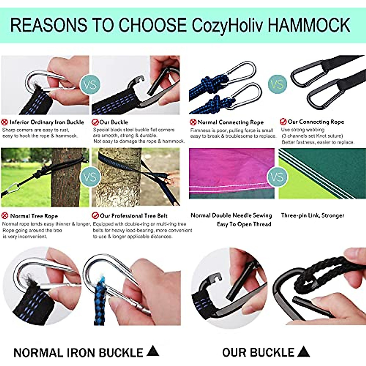 Hammocks with Net, Mosquito Net Hammock for Camping Portable Nylon Hammocks Parachute Lightweight with Tree Straps, Garden Swing Hammock for Outdoor Hiking Travel (Cyan/Dark Green)