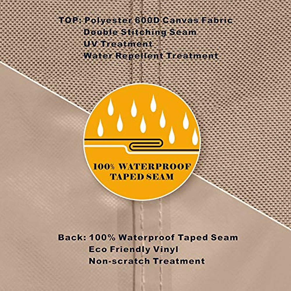 ULTCOVER Waterproof Patio Ottoman Cover Square Outdoor Side Table Furniture Covers Size 22L x 22W x 18H inch