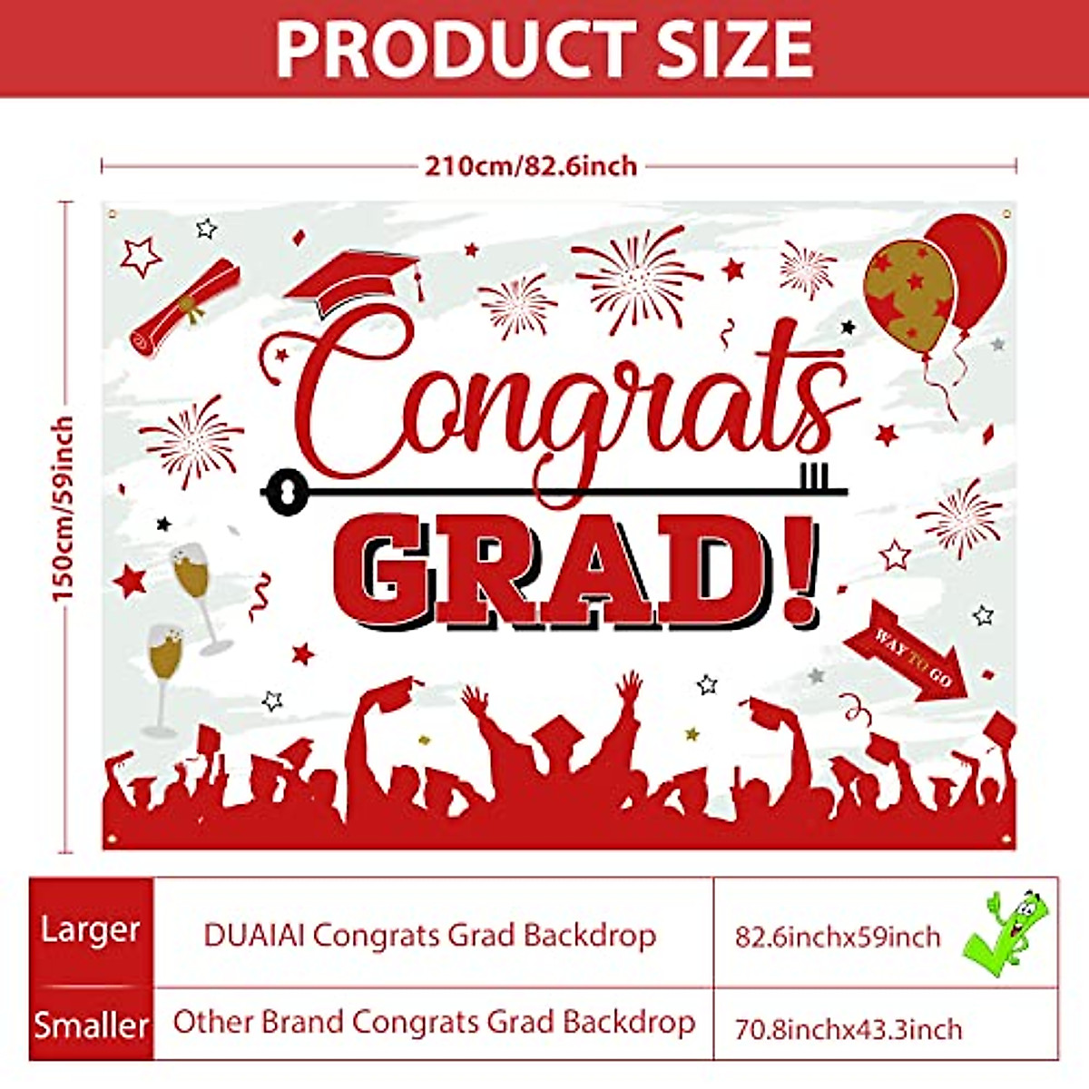 Bundle- 2 Items: Red Graduation Backdrop+ Graduation Banner