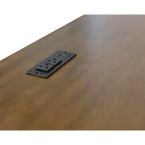 Farmhouse Wood Half-Pedestal Writing Desk and Return, Open L-Shaped Table and Return, Office Desk and Return, Blue