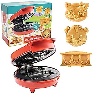 Daniel Tiger Waffle Maker Iron - Electric Nonstick Waffler Featuring 3D mini Character Shaped Waffles or Pancakes of Daniel Tiger, Caterina Kitty Cat & the Trolley - Fun for Themed Party, Make Breakfast Fun for Kids, Adults