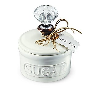 Mud Pie Door Knob Sugar Bowl, White 5.85H X 6.7L X 6.35W