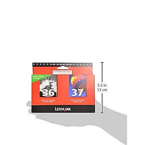 Lexmark 18C2229 36 & 37 X3650 X4650 X5650 X6650 X6675 Z2420 Ink Cartridge (Black & Color, 2-Pack) in Retail Packaging