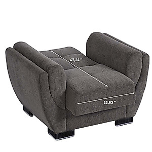 Sweet Home Stores AIR 37" Upholstered Armchair with Storage, Firm, Fabric, 1 Seater, Sleeper Chair for Living Room or Home Office, Gray-119