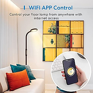 Meross Smart LED Floor Lamp, Dimmable Floor Lamp Supports HomeKit, Alexa, Google Assistant, 3-in-1 Standing LED Floor Lamp for Living Room, Bedroom with Gooseneck, Tunable White, Remote & App Control