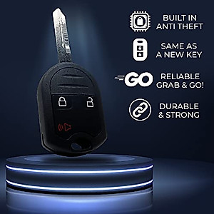 Keyless Factory 3-Button Remote Head Car Key Fob OEM Replacement Uncut Keyless Entry Control for 2001-2018 Ford Edge Explorer Expedition F150 Fusion Ranger Mercury Monterey OUCD6000022 164-R8070