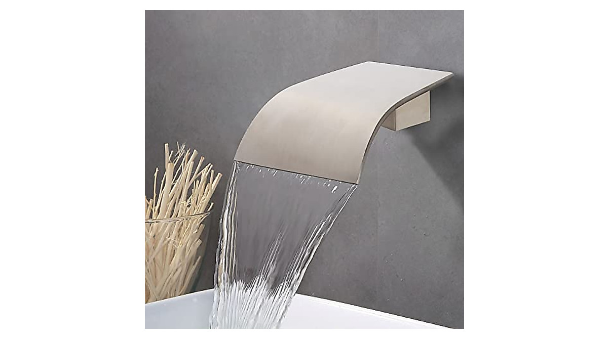 AZOS Wall Mount Waterfall Tub Filler - High Flow Brushed Nickel Fixture