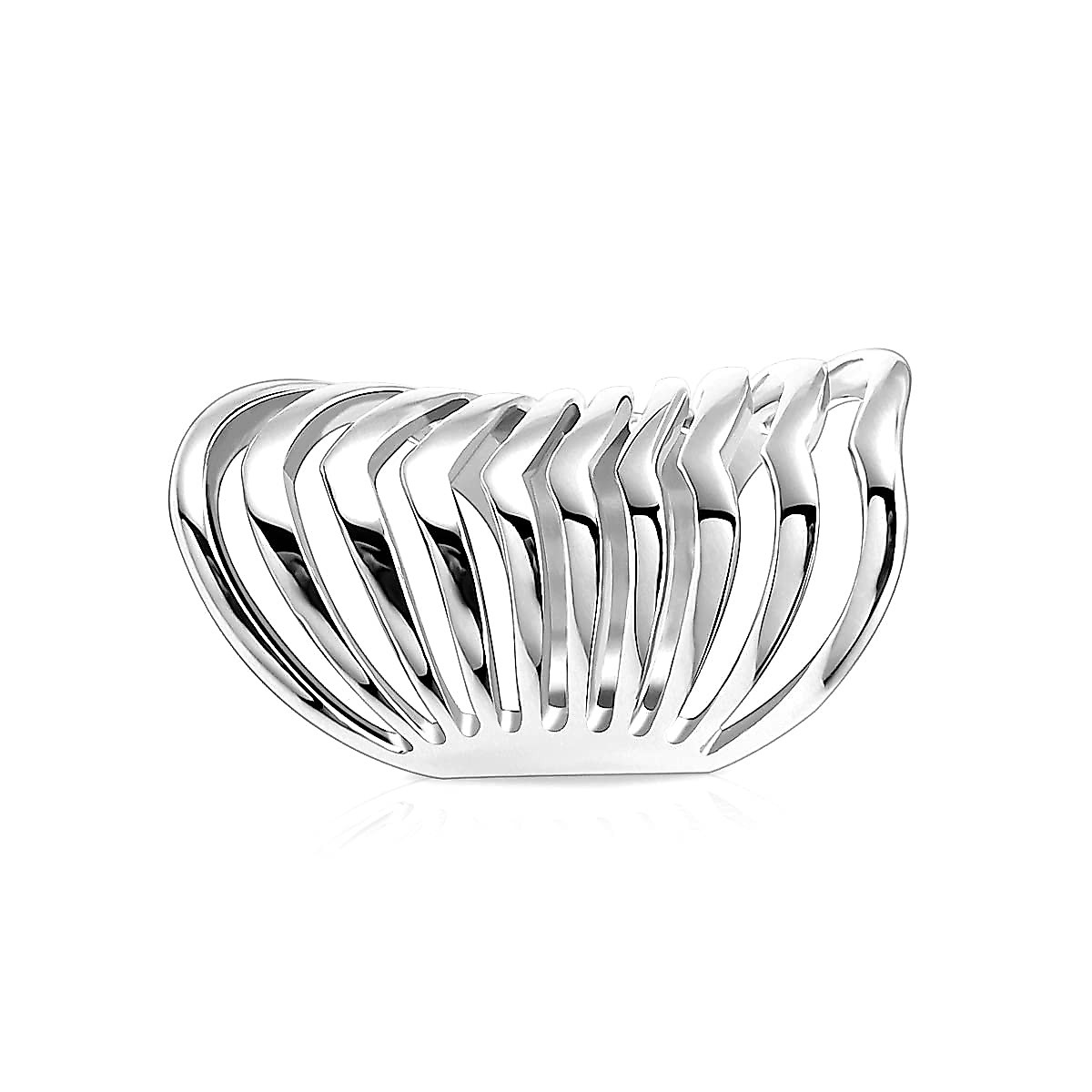 COUYA Polished Stainless Steel Split Style Ring Multilayer Stacked Knuckle Finger Rings Band (7)