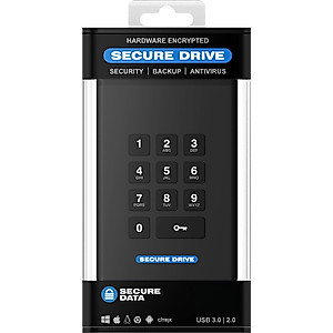 SecureData 2TB SecureDrive KP FIPS 140-2 Solid State Drive with Pin Authenticati