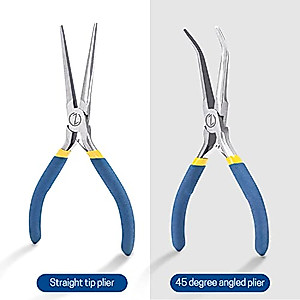 VISEMAN 6" Mini Needle Nose Pliers with Comfort Grip Handles, 2PCS Long Nose Pliers Set for Handmade Craft