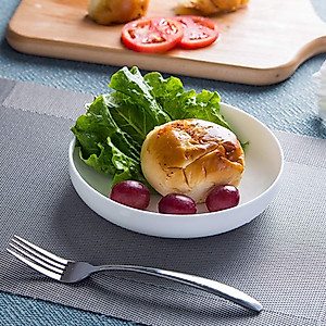 Hesen 8.5 inch Pasta Bowls set of 4, 40 Ounces Shallow Salad Bowl Set, Off White Ceramic Pasta Serving Bowl Plates