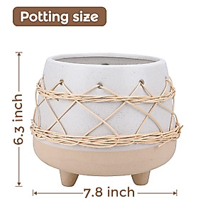 Chonsun Ceramic Planter 8 Inch Plant Pots Indoor Outdoor Planter with Drainage Hole Flower Pots Plant Pot Ceramic Mid-Century