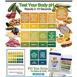 pH Test Strips 100ct -Saliva and Urinalysis Reagent Test Strips for Monitor Body Acidity and Alkalinity .Track and Balance Your Body pH & A Healthy Diet. pH Scale 4.5-9.0
