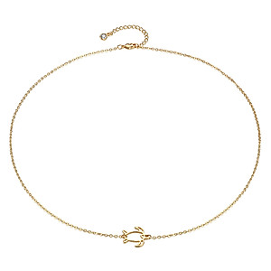 MEVECCO Gold Dainty Turtle Necklace for Women,14K Gold Plated Cute Tiny Boho Sea Tortoise Pendant Necklace