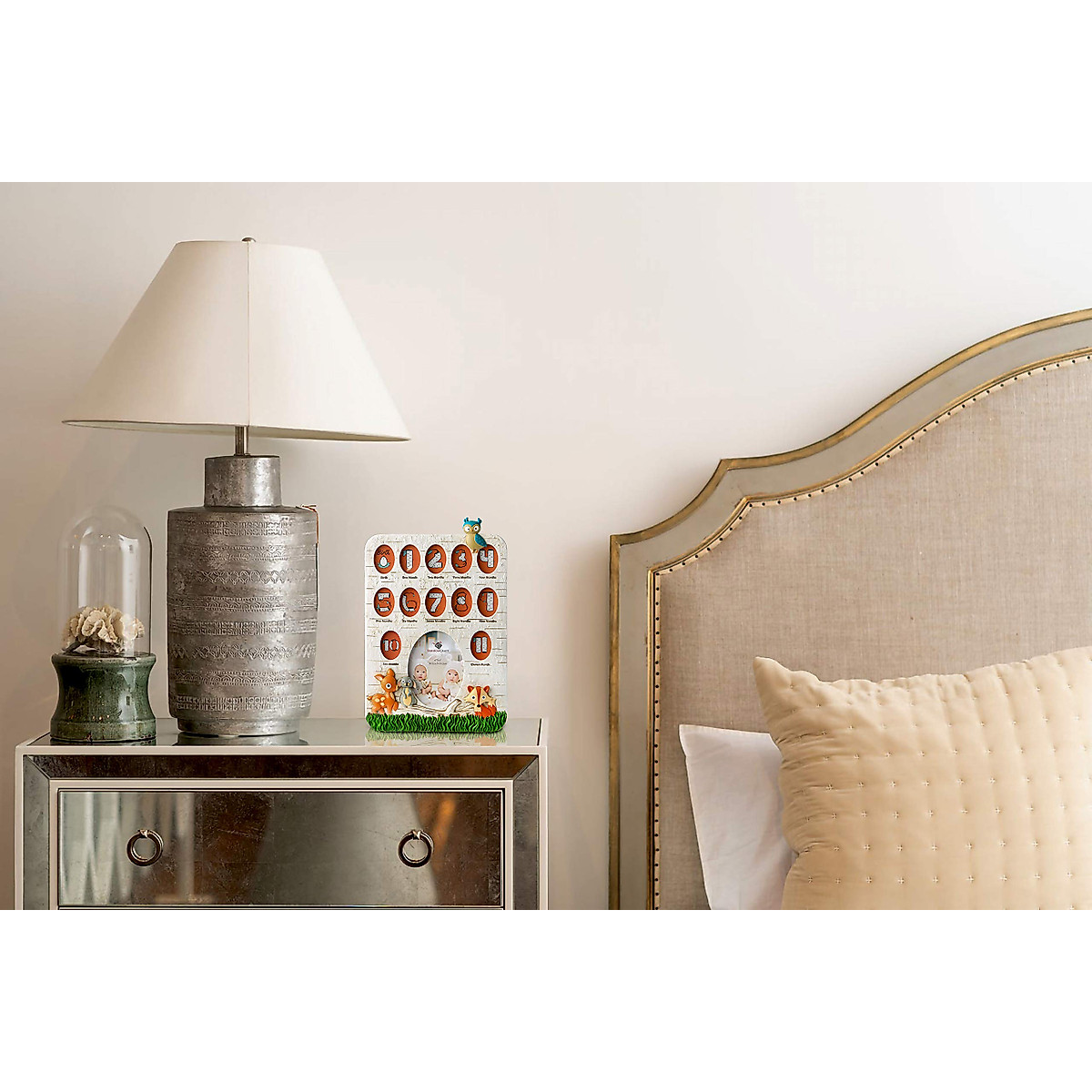 FASHIONCRAFT Woodland Animals Baby's First Year Collage Photo Frame - Polyresin - Handpainted - 13 Openings - Gender Neutral for Boys and Girls - Baby Room Décor