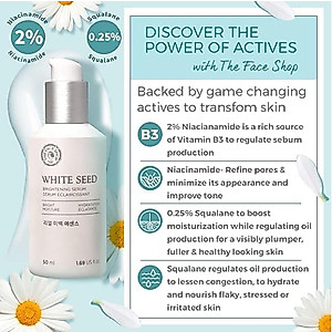 The Face Shop Whiteseed Brightening Serum | Deep Skin Brightening, Boost Moisturization & Pore Minimize | Skin Texture & Clarity Improvement, Dullness Reducing, 1.69 Fl Oz