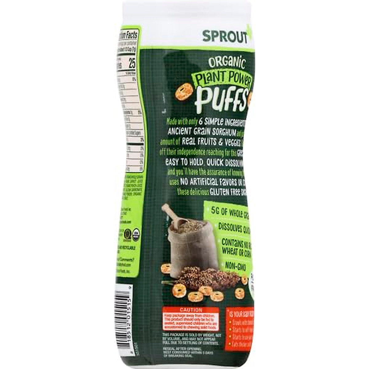 Sprout Organic Snacks Plant Power Puffs baby Food, 1.5 Oz