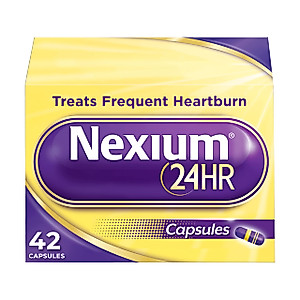 Nexium 24HR Acid Reducer Heartburn Relief Capsules for All-Day and All-Night Protection from Frequent Heartburn, Heartburn Medicine with Esomeprazole Magnesium - 42 Count