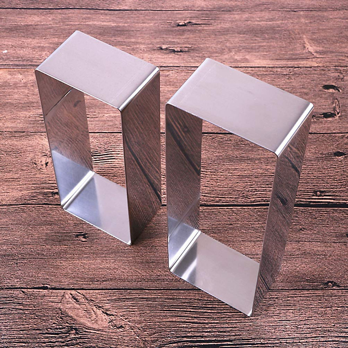 DOITOOL 2pcs Stainless Steel Rectangular Cake Mold Cutter Molding Forming Layering Cake Pastry Rings Cookie Biscuit Baking Cake Mold Rings (Size S/L)