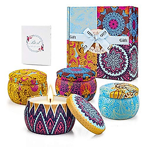 Scented Candles Gifts for Women, 4 Pack Candles for Home Scented, 4.4 Oz Candle Gifts Set with Strongly Fragrance Essential Oils, Aromatherapy Candle Idea Gifts for Christmas, Thanksgiving, Birthday