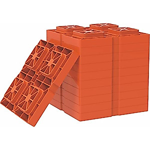 SEAFLO Heavy Duty RV Leveling Blocks Compatible with Single Wheels, Double Wheels, Hydraulic Jacks, Tongue Jacks and More Orange 10 Pack