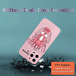 DOWINTIGER Compatible with iPhone 13 Pro Max Case Cute Designer Women Girls, Kawaii Cartoon 3D Bunny Pattern Street Fashion TPU and IMD Protection Cover for iPhone 13 Pro Max - Pink