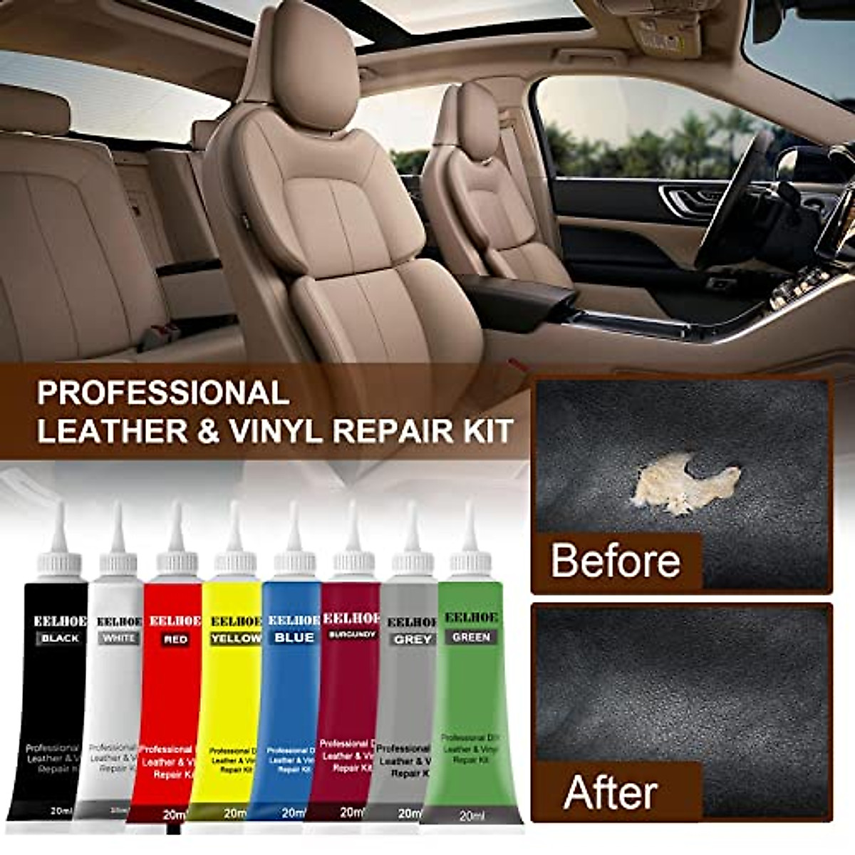 LIUZHIPENG Leather Repair Filler Gel Advanced Leather Repair Cream Color Restore Paste Scratch Hole Rip Filler for Furniture, Sofa, Car Seats, Jacket, Shoes