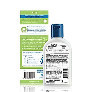 BLUE LIZARD KIDS Mineral Sunscreen with Zinc Oxide, SPF 30+, Water Resistant, UVA/UVB Protection with Smart Bottle Technology - Fragrance Free, Reef Safe Bottle, Unscented, 5 Fl.Oz