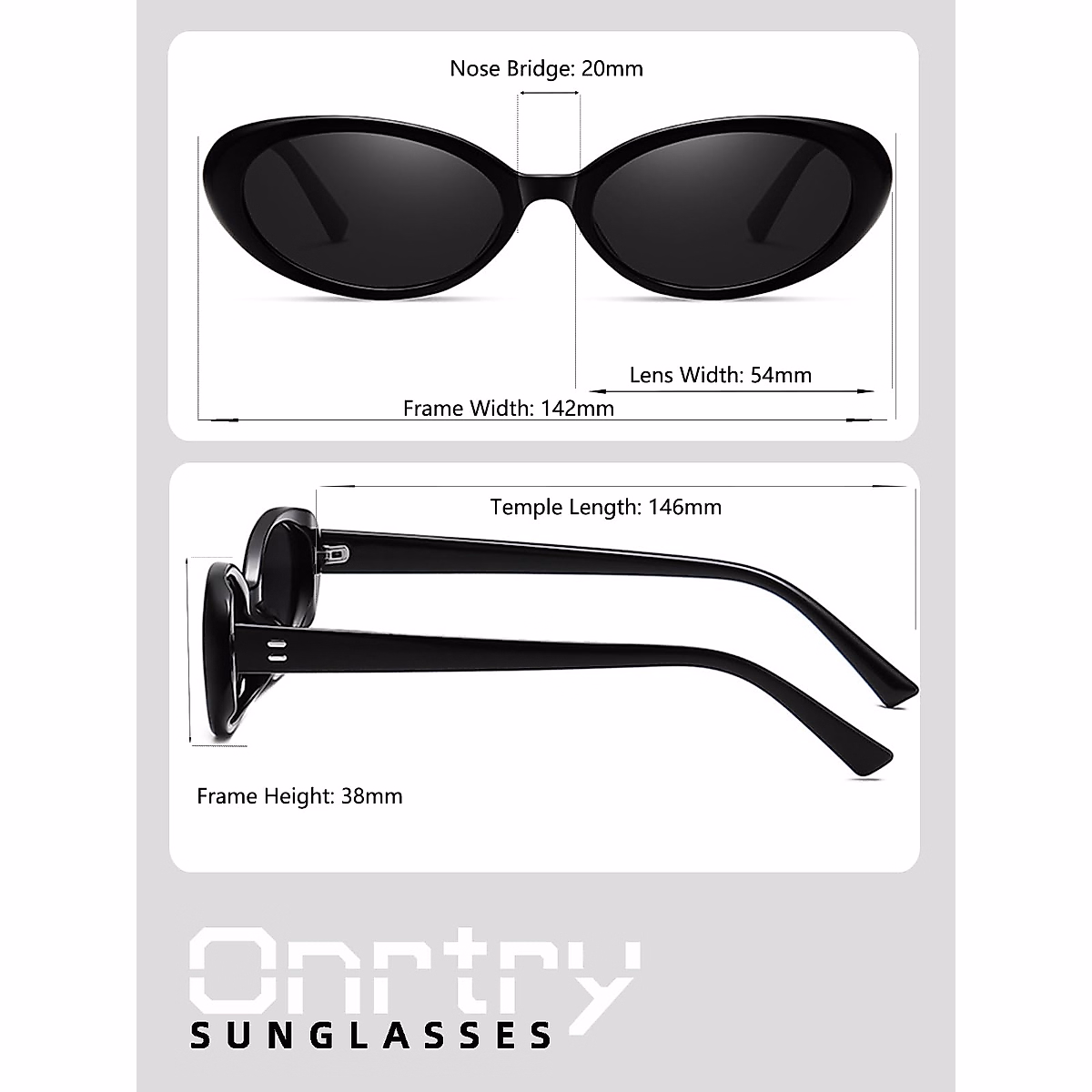 Onrtry Vintage Small Oval Sunglasses for Women Men 90s Sunglasses Narrow Eyeglasses UV400 Protection 2 Pack(Black+Leopard)