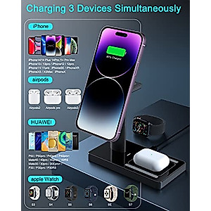 3 in1 Magnetic Wireless Charger Stand,2022 Upgraded Aluminum Alloy 20W Fast Wireless Charging Station Compatible with Magsafe Charger for iPhone 14/13/12 Pro/Pro Max/Mini/iWatch Series/AirPods Pro/3/2