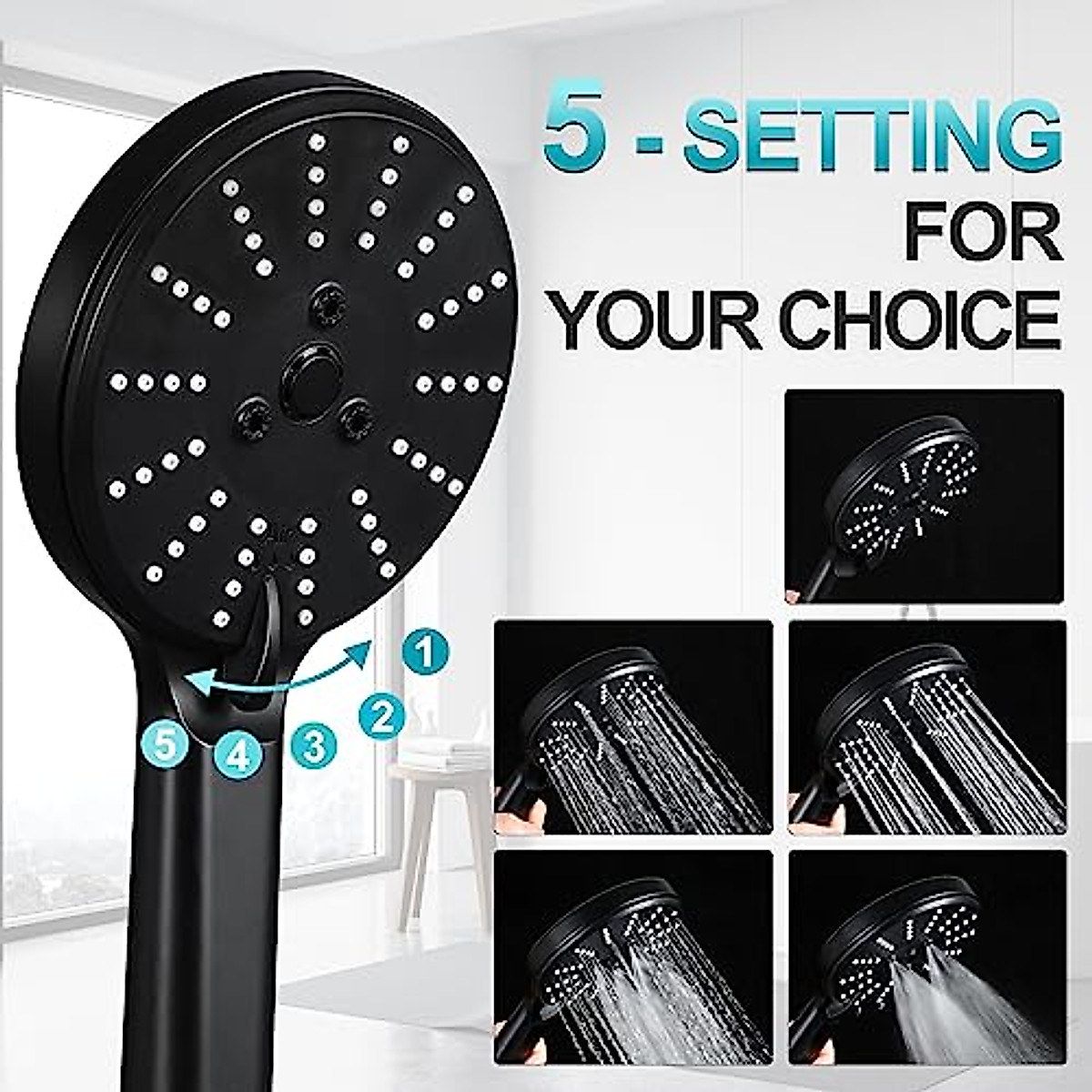 GAPPO Matte Black Shower System 9 Inch, Rain Shower Head with Handheld Spray High Pressure, Bathroom Luxury Wall Mounted Shower Faucet Set Rough-in Valve and Shower Trim Included