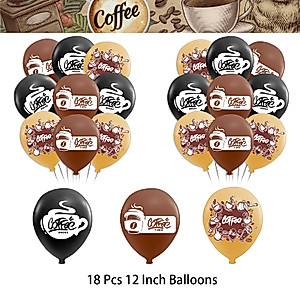 Coffee Birthday Decorations Coffee Party Supplies Includes Coffee Happy Birthday Banner Cake Topper Cupcake Toppers Balloons for Coffee Themed Party Decorations