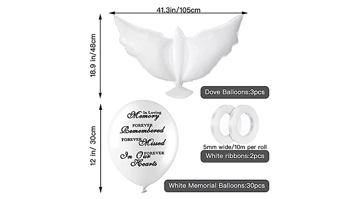 Biodegradable Memorial Balloons & Doves for Celebrations