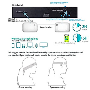 Wireless Sports Headband Headphones Sweatproof-Sleep Eye Mask Headband Headsets Gyms Music Earphones with HD Speaker for Men & Women