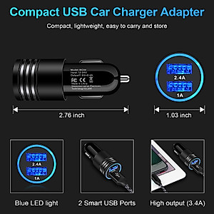 3.4A Fast Car Charger Type C Cigarette Lighter Plug USB Adapter Android Phone Charger Cable for Samsung Galaxy S24/A15/A54 5G/A14 5G/A53/A13/A23/A03S/A12/A32/A42/A52/A51/A71/S23/S22/S21/S20/S10/S9/S8