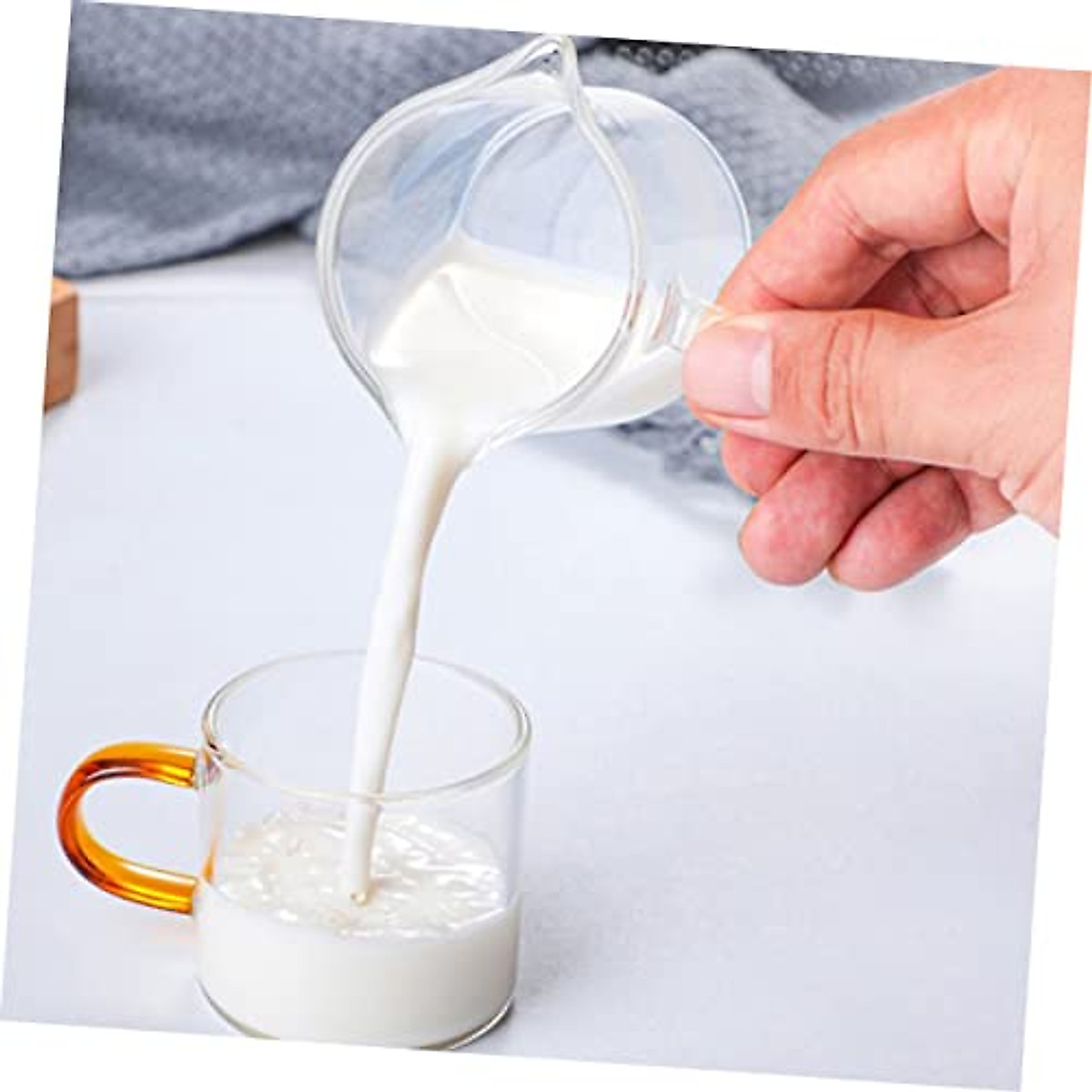 FUNOMOCYA 2pcs Double Mouth Milk Cup Coffee Beaker Mug Clear Pourer Bottle Brush Measuring Cups Espresso Coffee Maker Machine Tea Serving Pitcher Sauce Dish Coffee Machine Espresso Glass