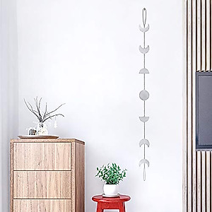 OCIOLI Moon Phase Wall Hanging Moon Decor Wall Decorations with Metal Chains for Office Nursery Bedroom Window Decorative Wall Art Ornaments (Silver)