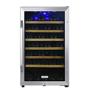 EdgeStar CWF440SZ 20 Inch Wide 44 Bottle Capacity Free Standing Wine Cooler with Reversible Door and LED Lighting