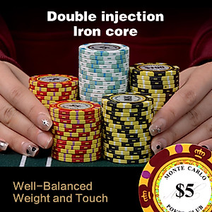 JIESITE 14g Clay Poker Chips Set, 500 Poker Chips, 39mm, with High-end Aluminum Carrying Case/2 Decks of Plastic Playing Cards/Dealer Button, for Poker Games, Blackjack, Texas Hold'em