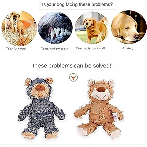 Shirem Robust Bear, Benebones for Dogs, Robust Plush Indestructible Dog Toy, Indestructible Robust Bear Dog Toy, Plush Bear Dog Chew Toy, Bite Buddy Chew Toy for Dogs Indestructible(Light brown)