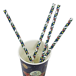 Ginger Ray Space Adventure Party Spaceship & Robot Paper Straws, Mixed, SA-310