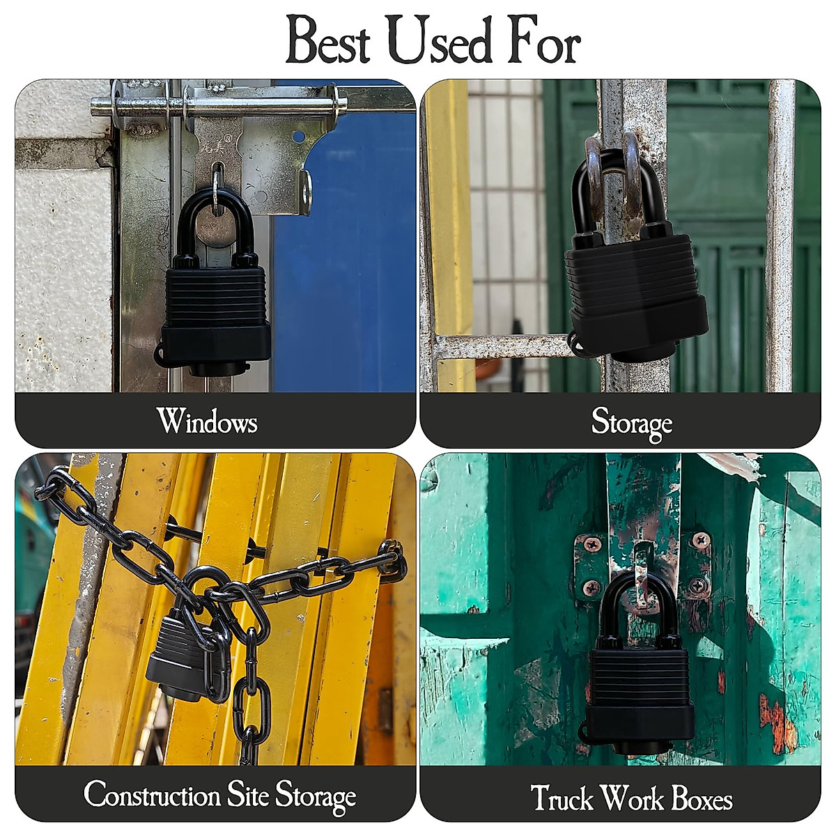 Outdoor Waterproof Padlock,Outdoor Anti-Theft Lock with Keys,Heavy-Duty Security Lock for Gate,Fence,Motorcycles,Bike (2 Lock)