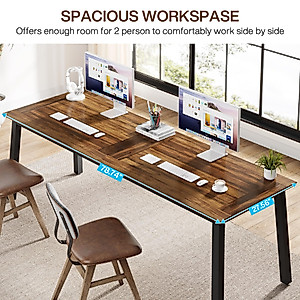 Tribesigns Two Person Desk, 78.7-Inch Extra Long Office Computer Desk for Two People, Double Long Desk Workstation for Home Office, Rustic Brown