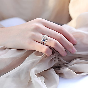 BAUMA AUTO Personalized 1-8 Birthstone Rings For Women 925 Sterling Silver Engraved Family Ring Christmas Mother Days Thanksgiving Jewelry Gifts For Mom Wife Her (3 Stones)