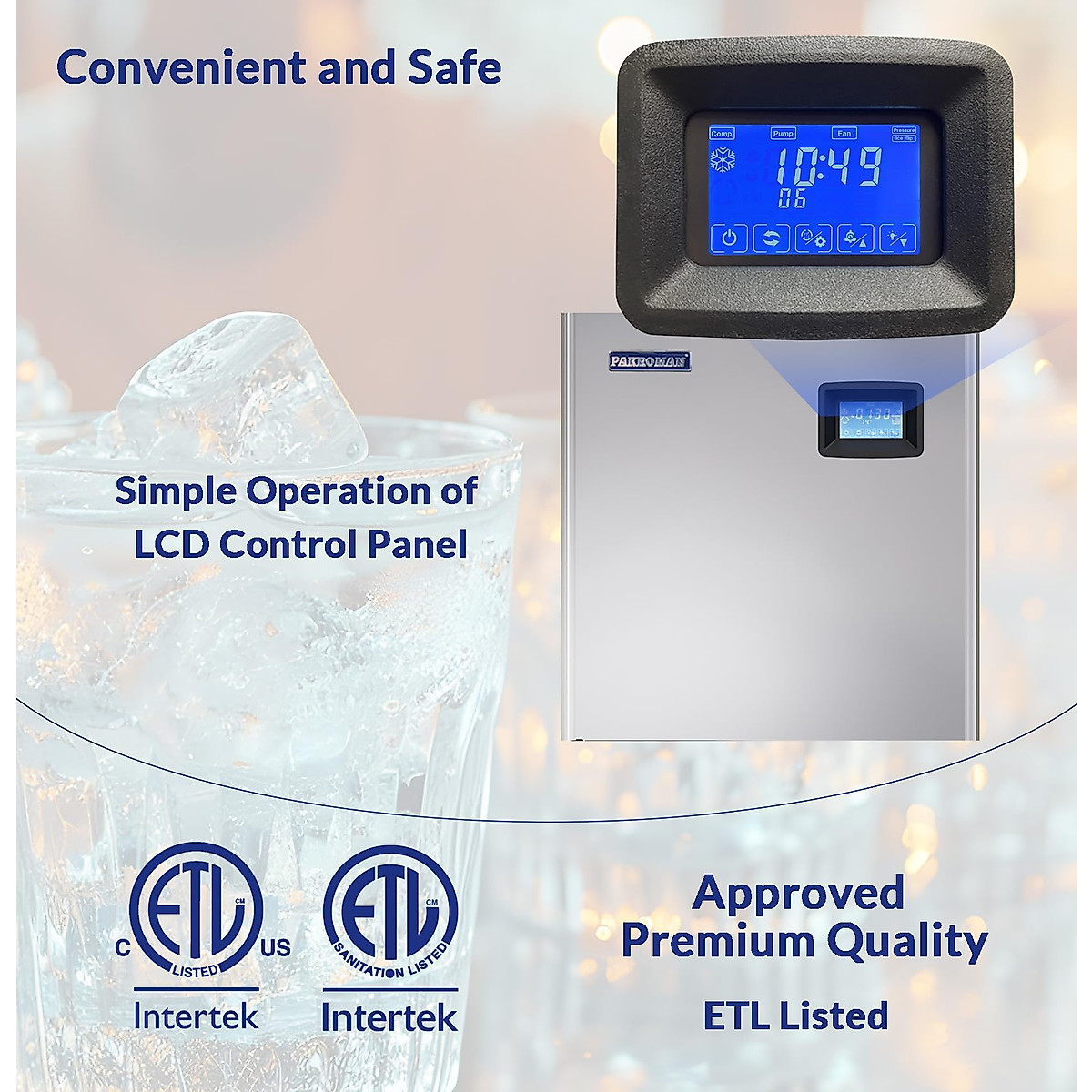 ETL Listed 29.9“ Air Cooling Commercial Ice Maker Machine,Produce 650LBS per Day with 450LBS Stroage,Powered by 1585W SECOP Compressor