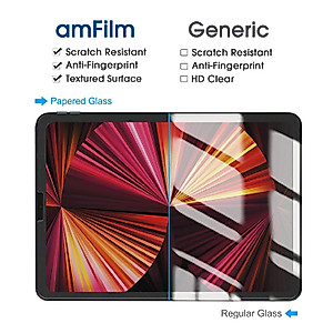 amFilm PAPERed Glass Screen Protector compatible with iPad Pro 11 (2021), iPad Pro 11 (2019), iPad Air 4 (2020), 9H Paper-Matte Finish, Face ID, Apple Pencil 2nd Compatible, Tempered Glass, 1 Pack