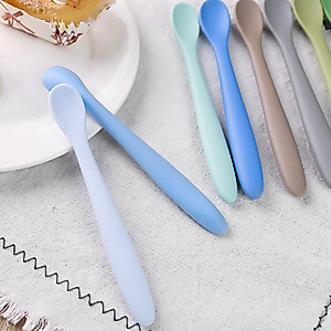 HAKSEN 8PCS Silicone Feeding Spoons, Baby Spoons Training Spoons Silicone Baby Utensils Infant Spoons for First Stage Baby and Parents